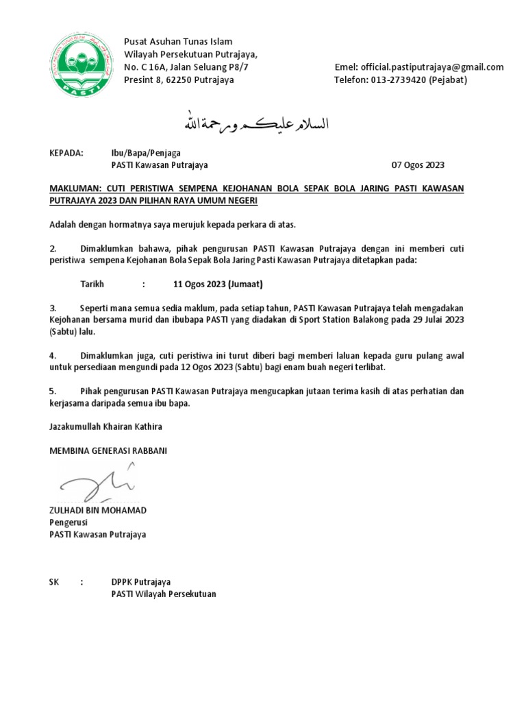 Cuti Peristiwa BSBJ Dan PRN | PDF