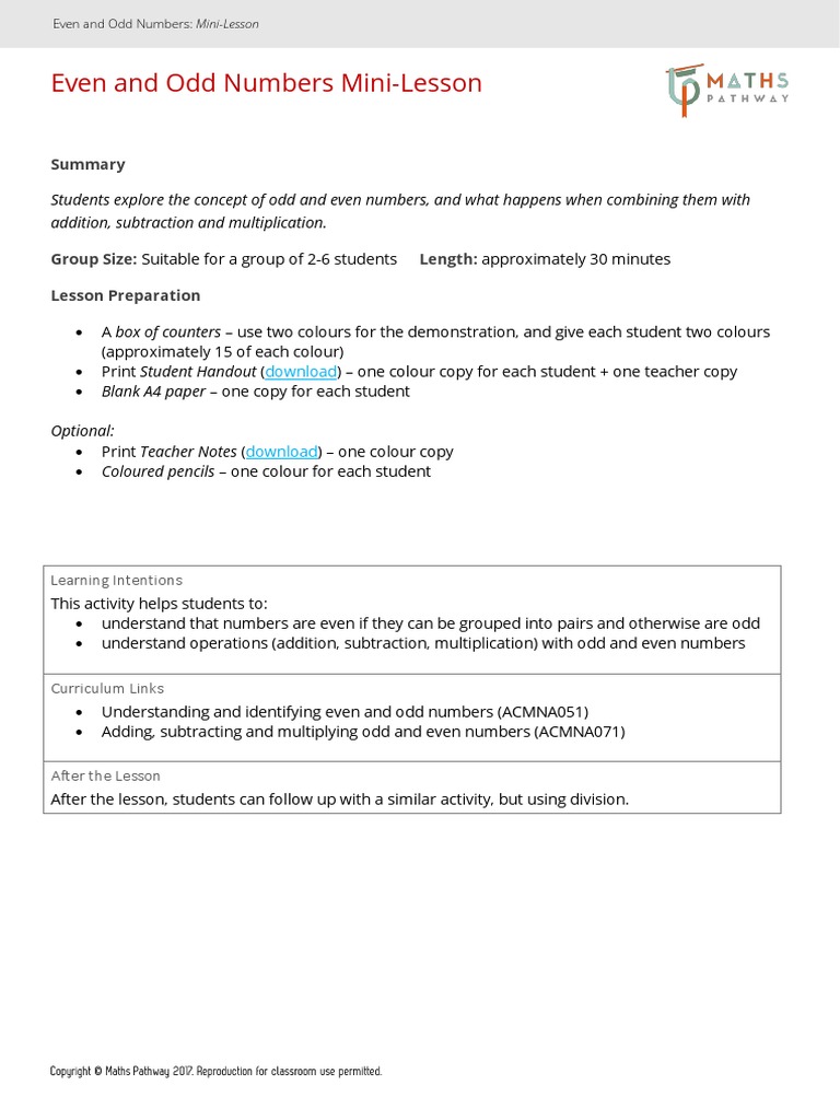 Even and Odd Numbers | PDF