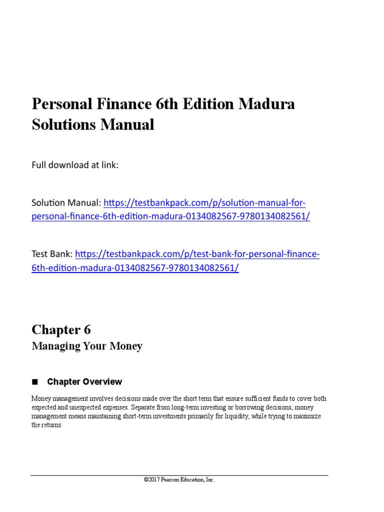 Personal Finance 6th Edition Madura Solutions Manual Download | PDF Personal Finance 6th Edition Madura Solutions Manual Download | PDF