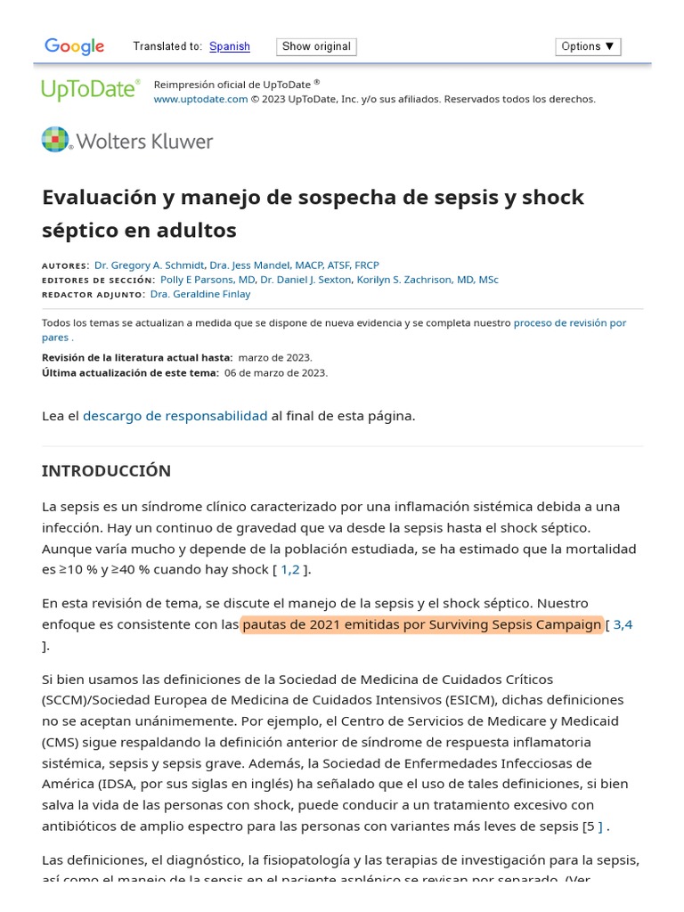 Evaluation and Management of Suspected Sepsis and Septic Shock in ...