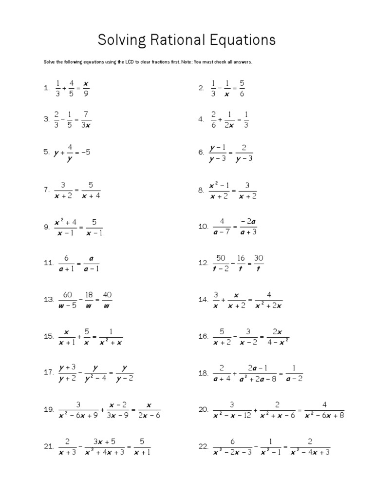 Microsoft Word - 8 Solving Rational Equations | PDF