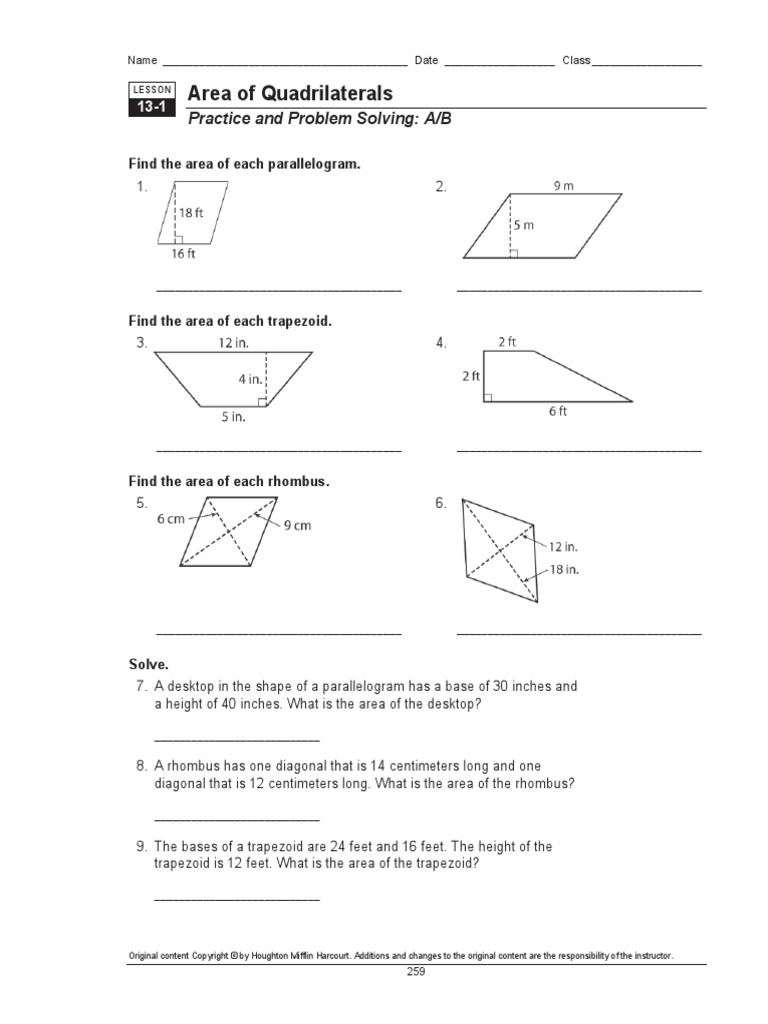 Area of Quadrilaterals | PDF