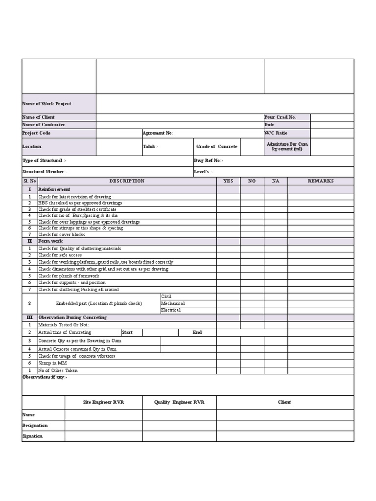 Concrete Pour Card | PDF