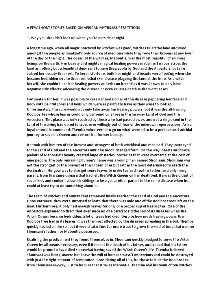 A Few Short Stories Based On African Myths | PDF