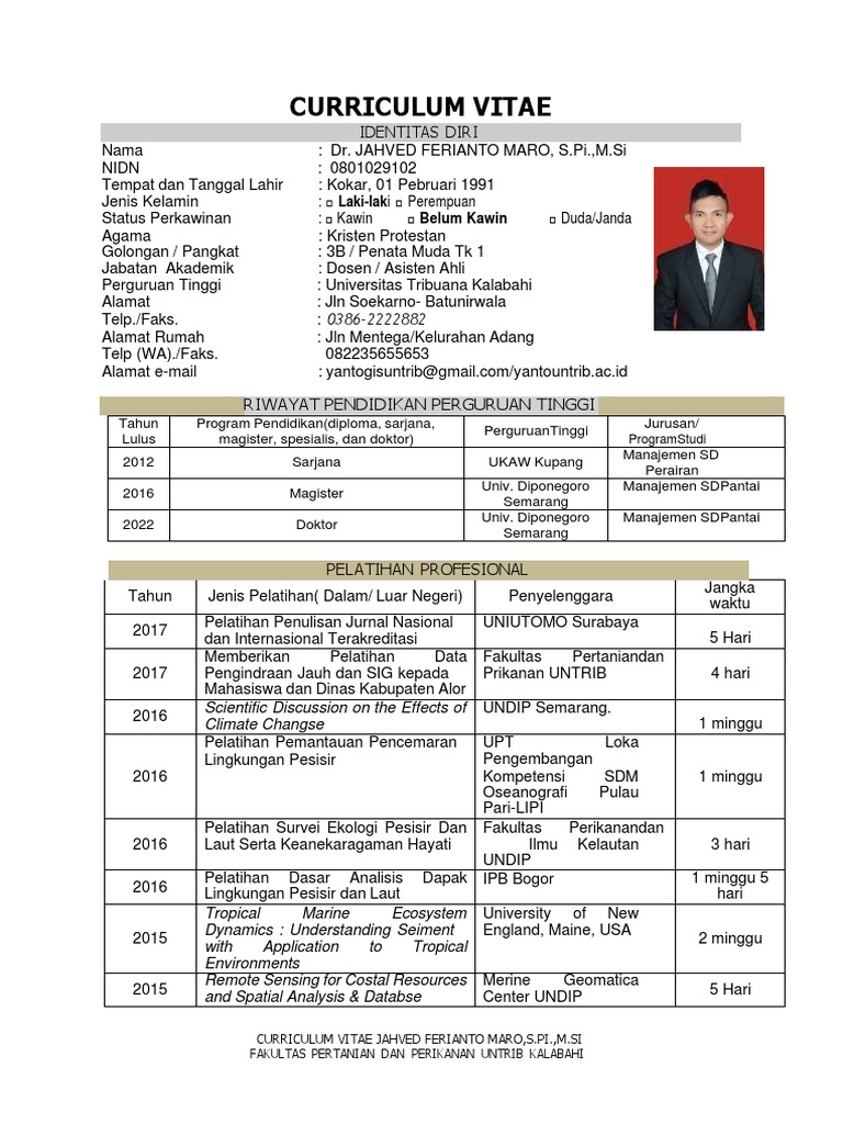 Curriculum Vitae: Identitas Diri | PDF