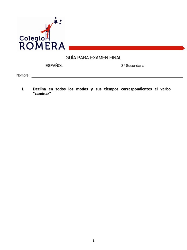 Guía de Examen Final Español 3° Sec. | PDF