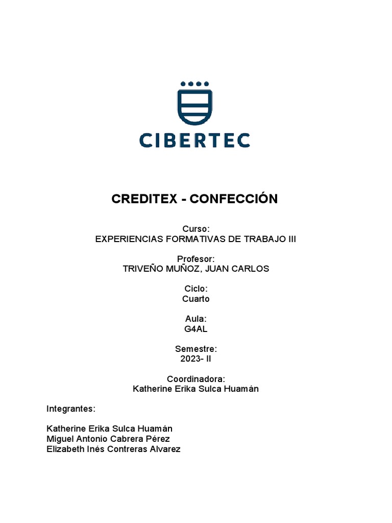 Creditex - Confección Segundo Avance - Eft | PDF