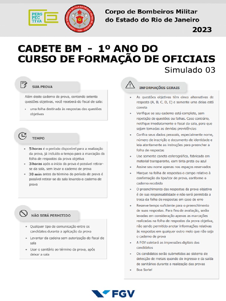 Simulado 03 Modelo FGV 2023 | PDF