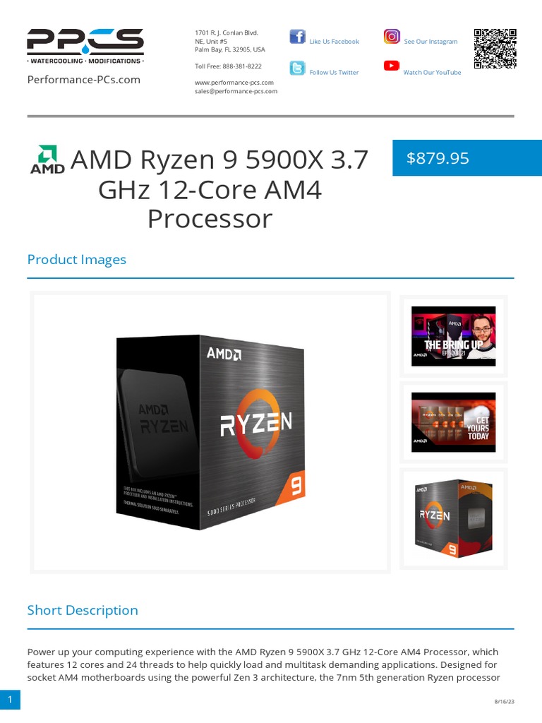 AMD Ryzen 9 5900X 3 7 GHZ 12 Core AM4 Processor | PDF