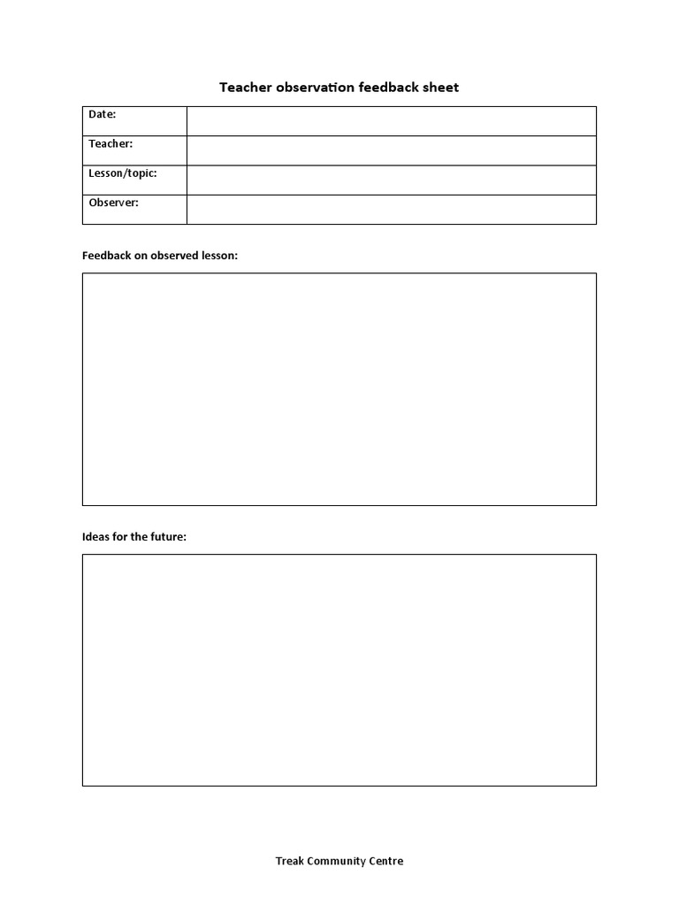 Teacher Observation Feedback Sheet | PDF