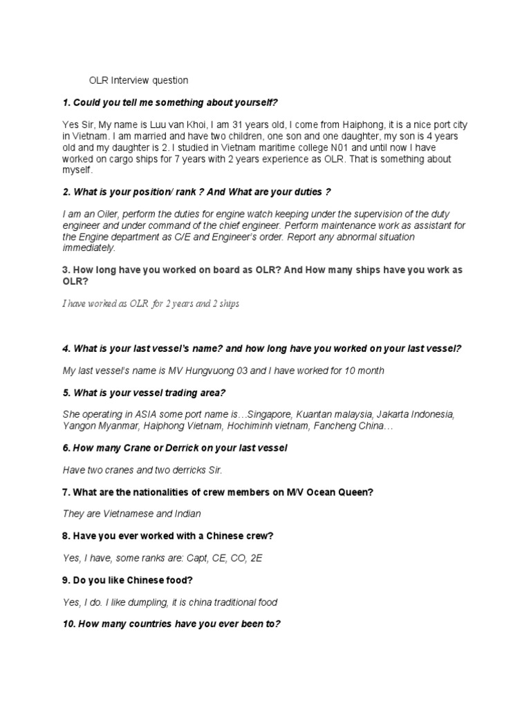 Question For Interview Olr | PDF