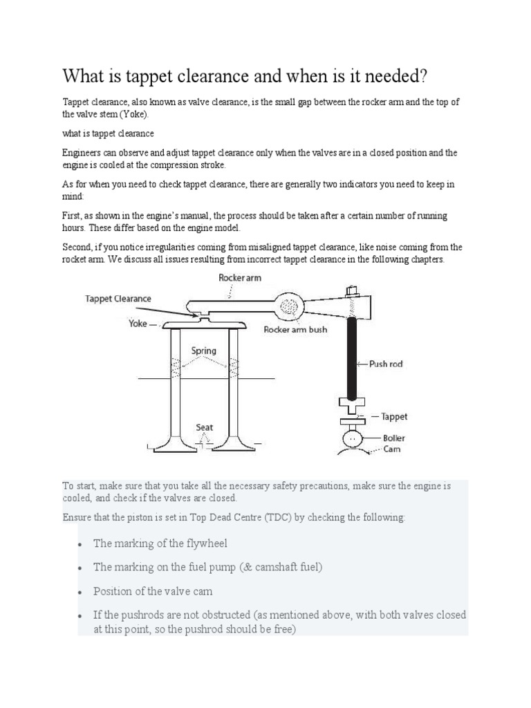 What Is Tappet Clearance and When Is It Needed | PDF