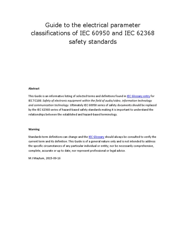 Guide To Iec tc108 Safety Standards Parameters | PDF | Science ...