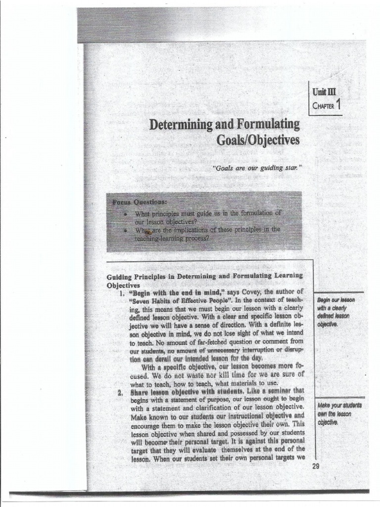 Determining and Formulating Objectives | PDF