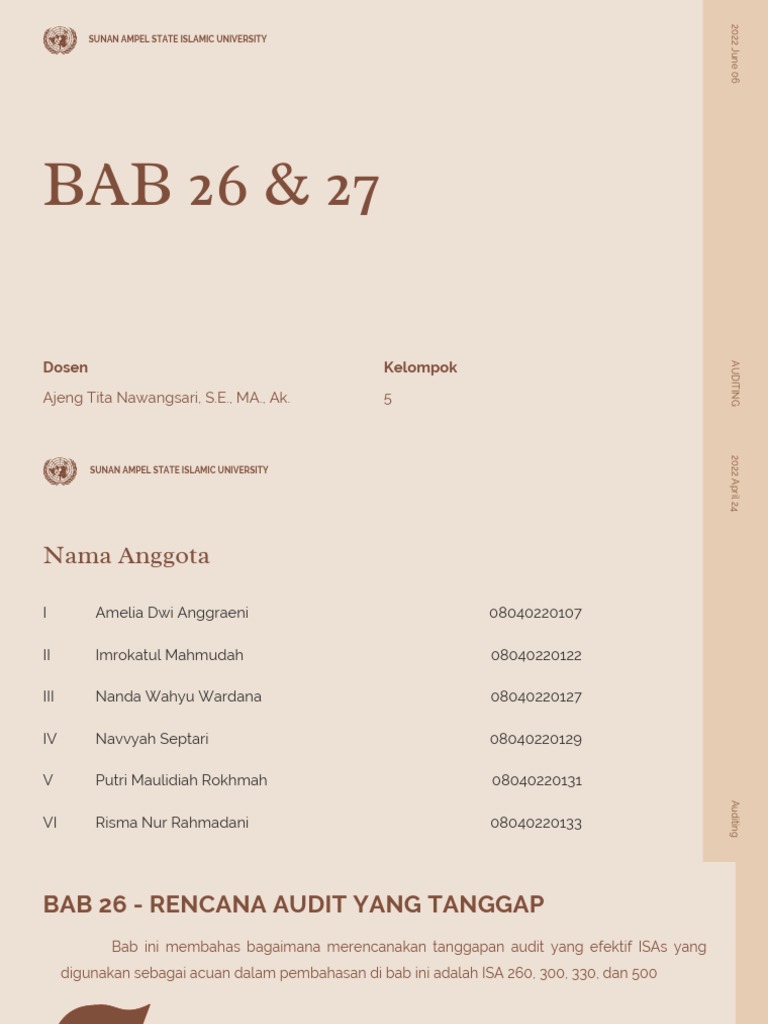 Kel 5 Auditing - BAB 26 & 27 | PDF | Pengelolaan Keuangan & Uang