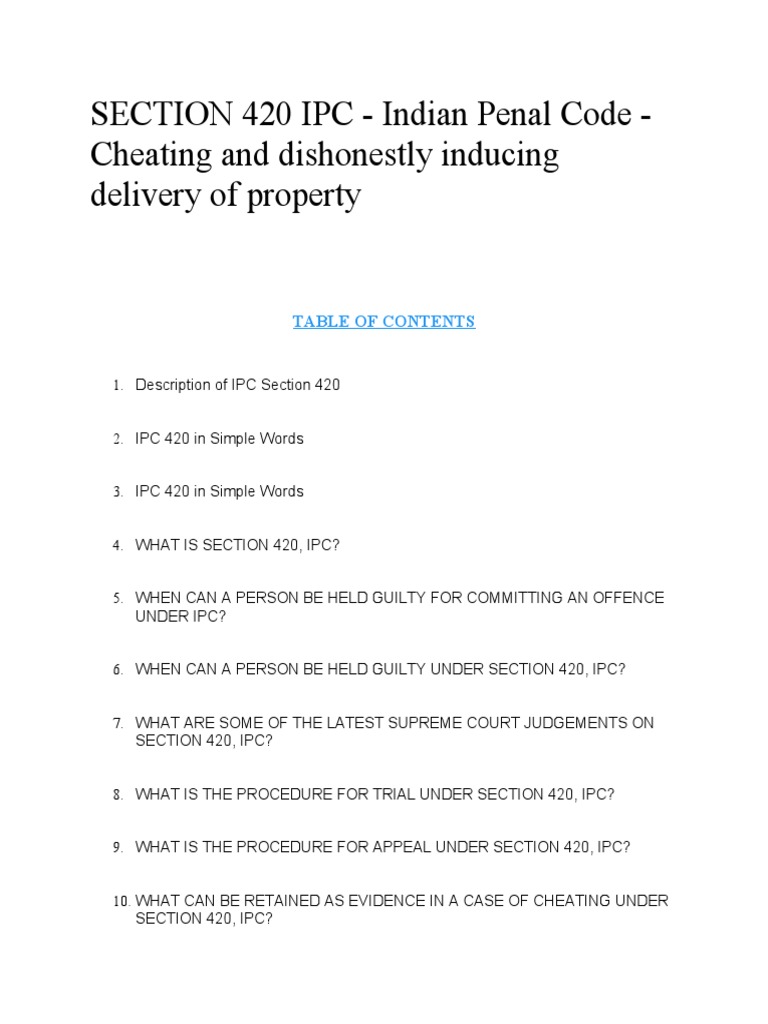 Section 420 Ipc | PDF
