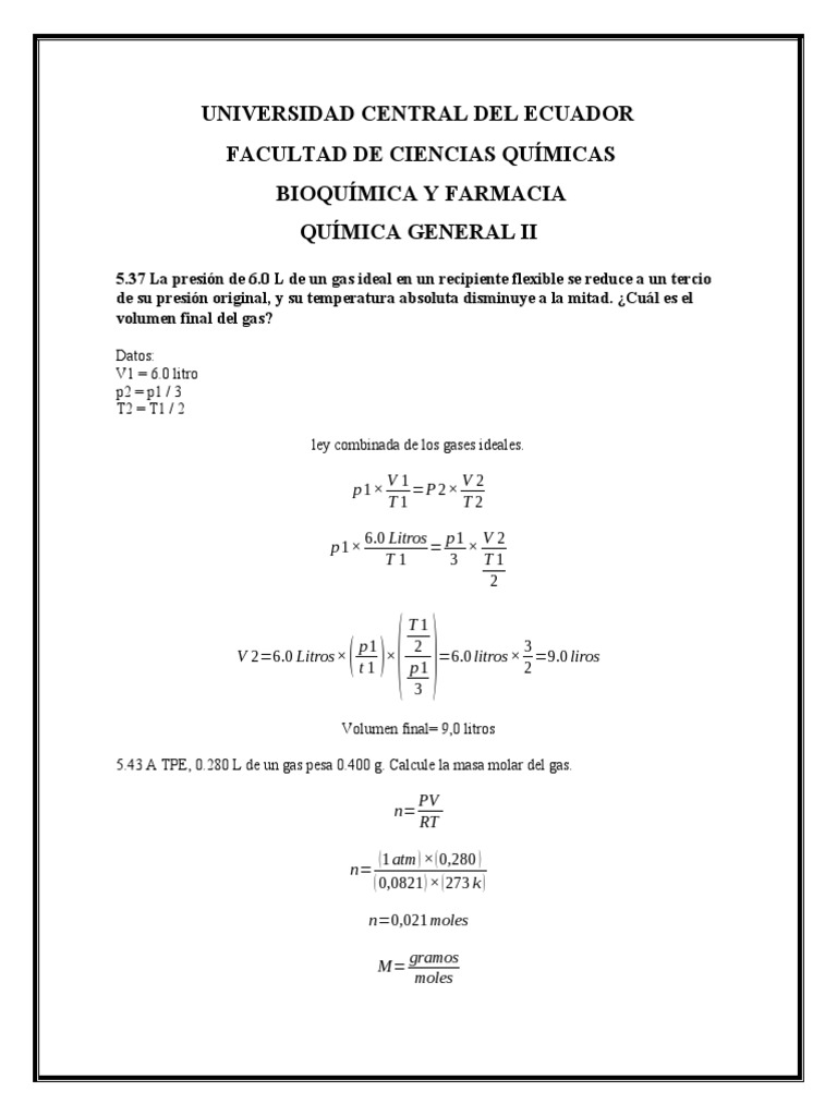 Ejercicios Quimica | PDF