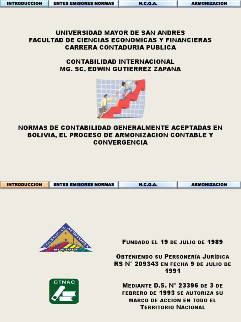 Tema 3 Ncga en Bolivia, Proceso de Arminizacion y Conv | PDF | Negocios