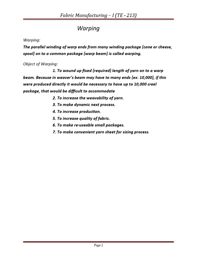 FM-1 Warping - Edited | PDF