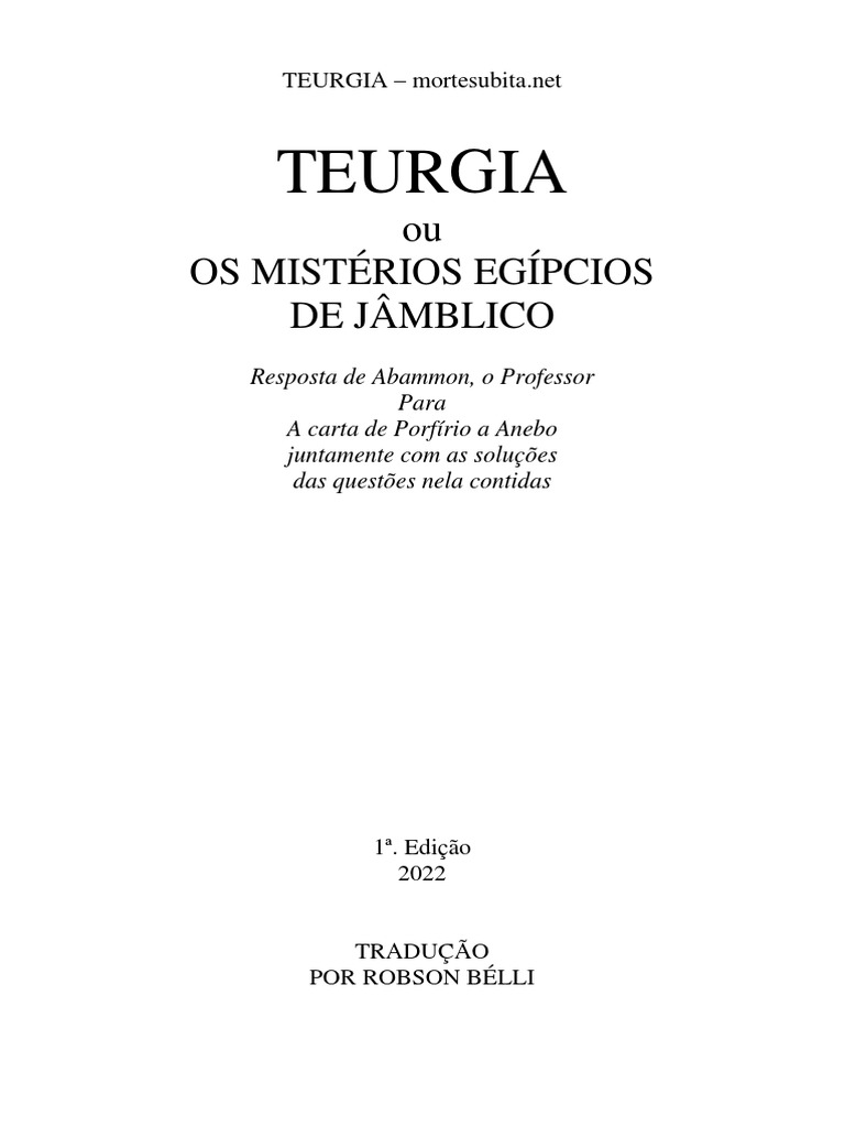 Jâmblico - Os Mistérios Egipsios de Jâmblíco | PDF | História