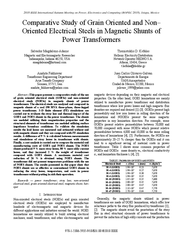 Electrical Steels in Transformer Shunts | PDF | Science & Mathematics | Computers