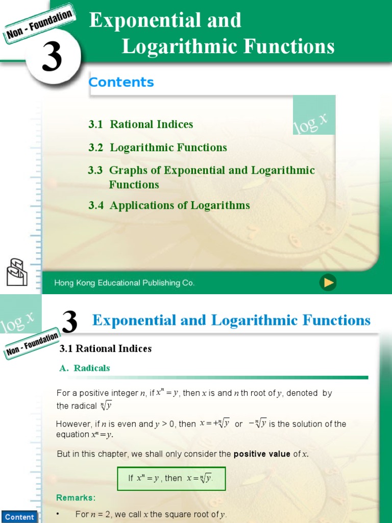 Chapter 3 Exponential and Logarithmic Functions | PDF | Logarithm ...