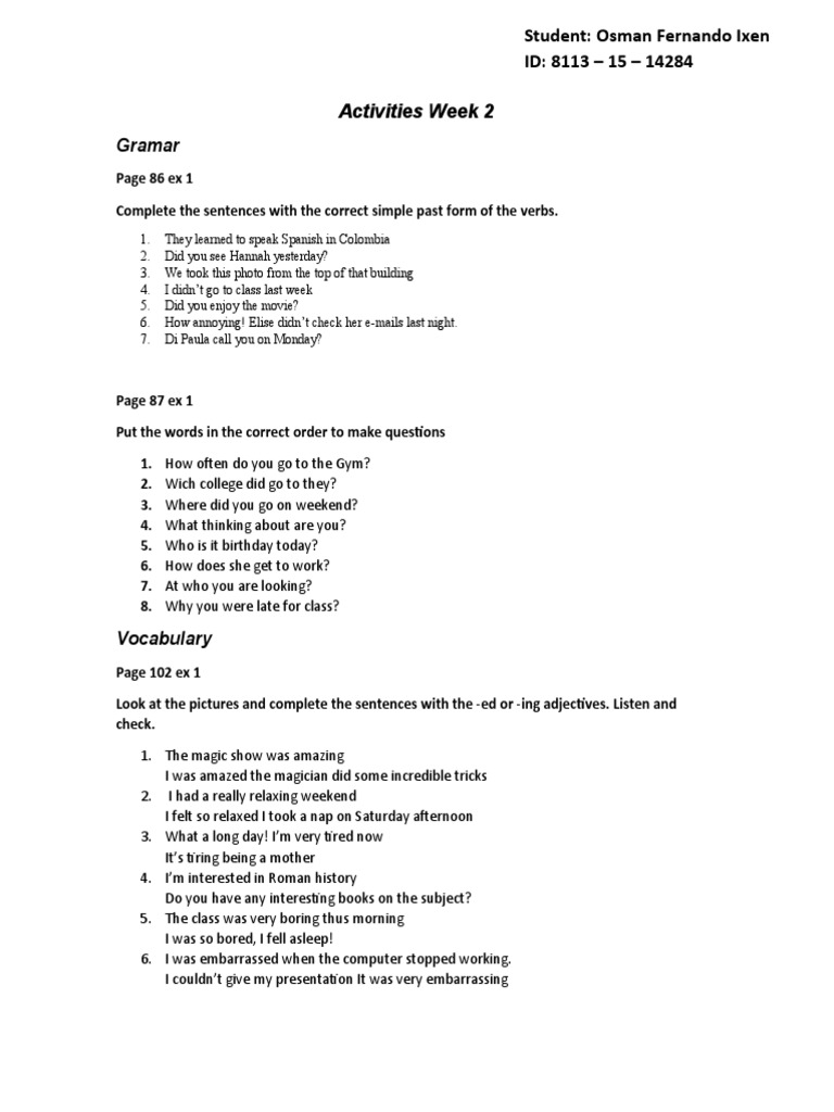 Activities Week 2 | PDF | Language Arts & Discipline | Art