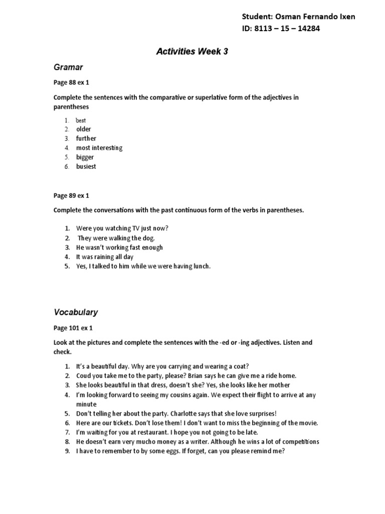 Activities Week 3 | PDF