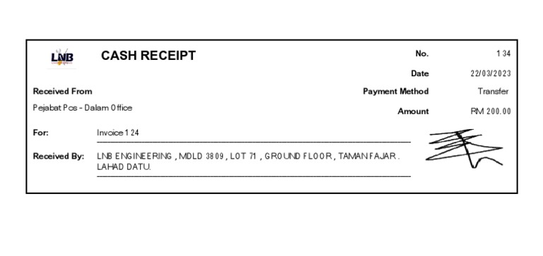 134-Pejabat-Pos-Dalam-Office Resit 134 | PDF