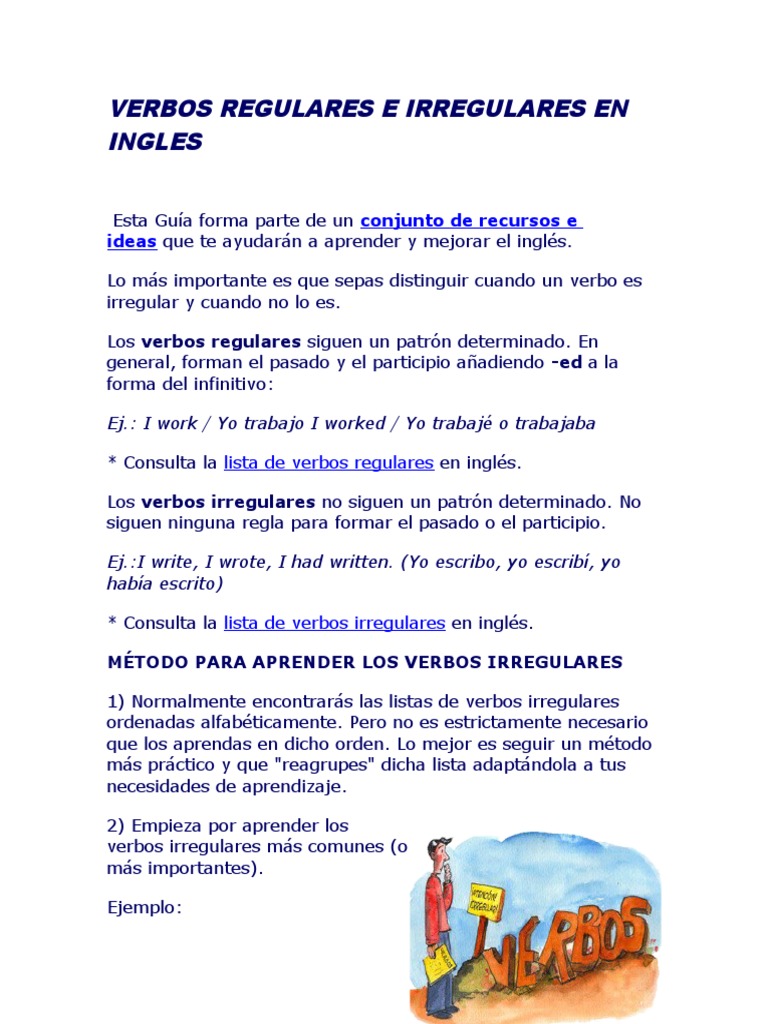 Guía de Verbos Regulares e Irregulares | PDF