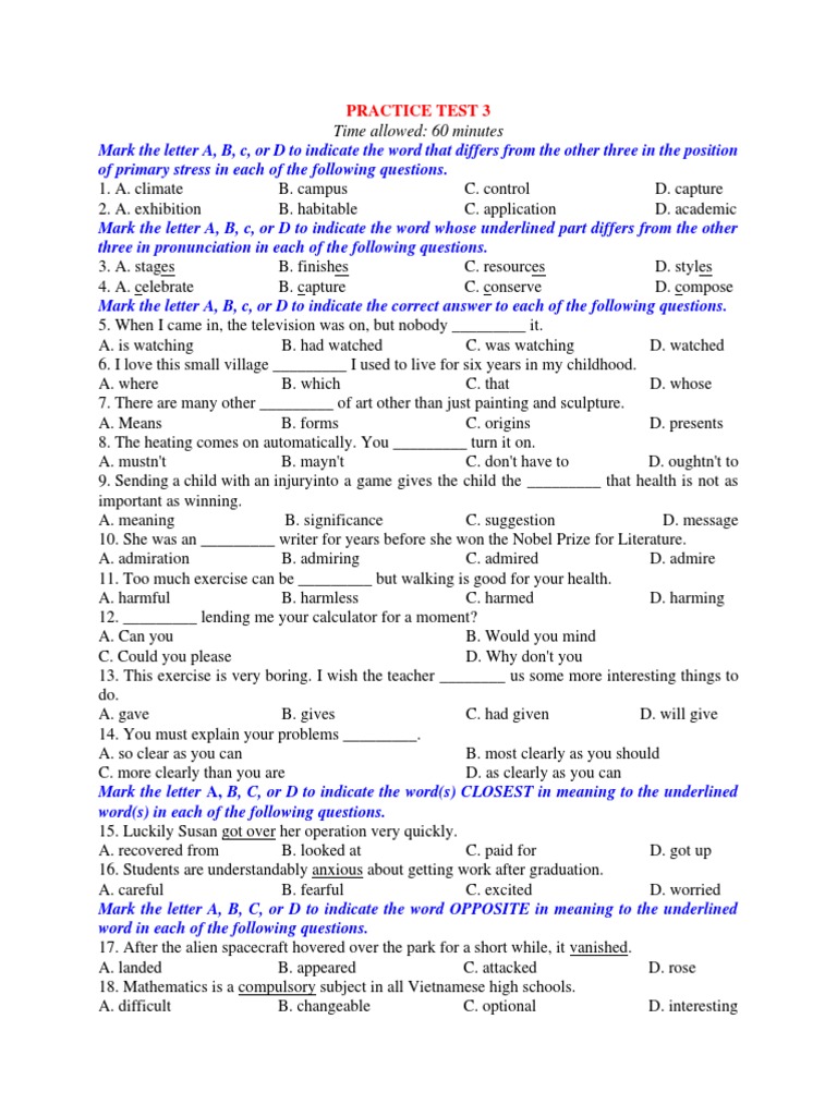 Practice Test 3 | PDF
