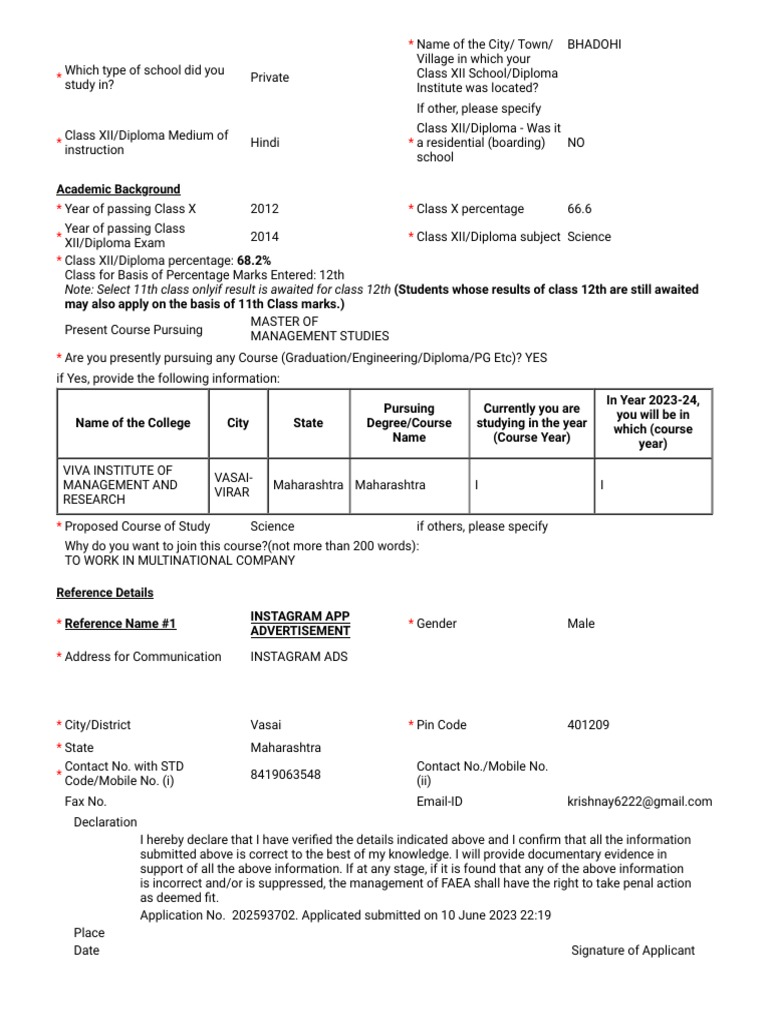 FAEA 2023-24 Scholarship | PDF