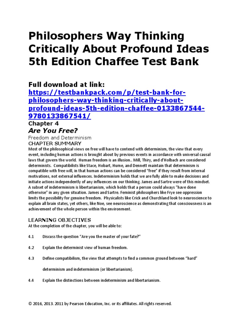 Philosophers Way Thinking Critically About Profound Ideas 5th Edition ...