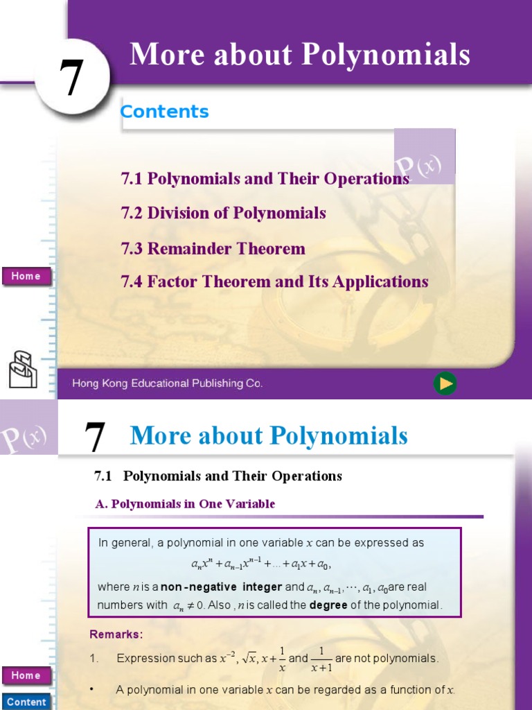 Chapter 7 More About Polynomials | PDF | Division (Mathematics ...