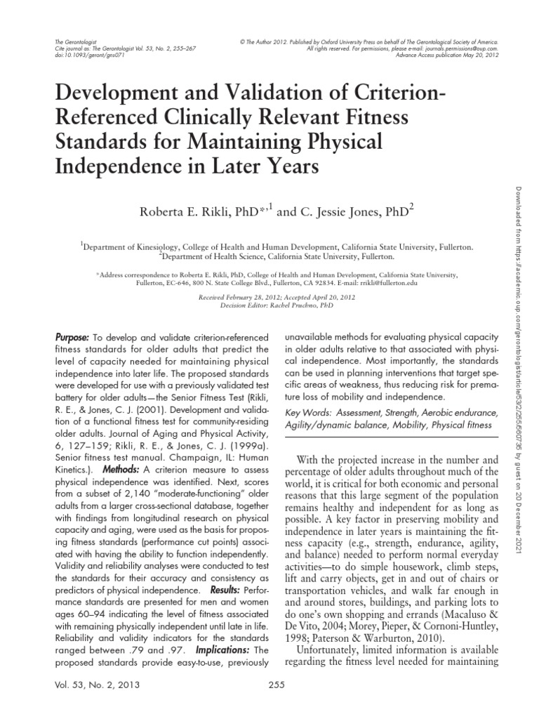 Senior Fitness Test | PDF