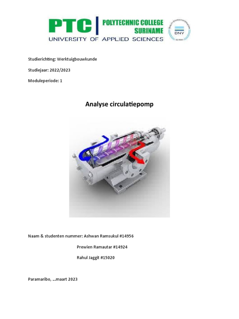 Analysis Circulation Pump (Dutch) | PDF