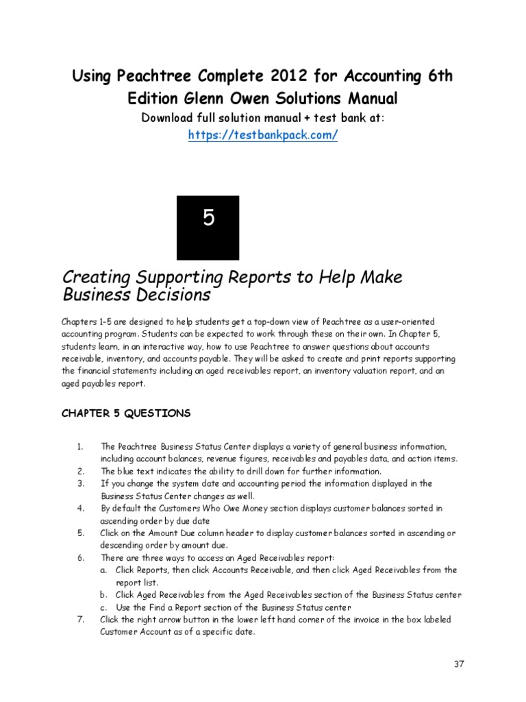 Using Peachtree Complete 2012 For Accounting 6th Edition Glenn Owen ...