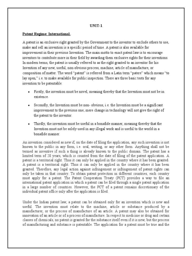 Unit 1 Patent . | PDF