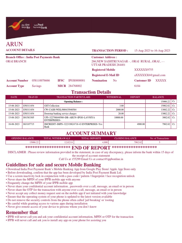 AccountStatement Report 6019626184 16082023 15 38 | PDF