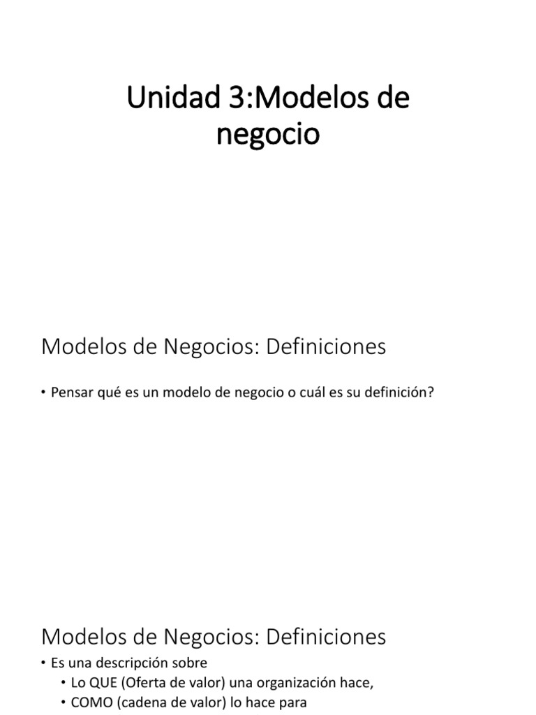 Unidad 3. El Modelo de Negocio | PDF