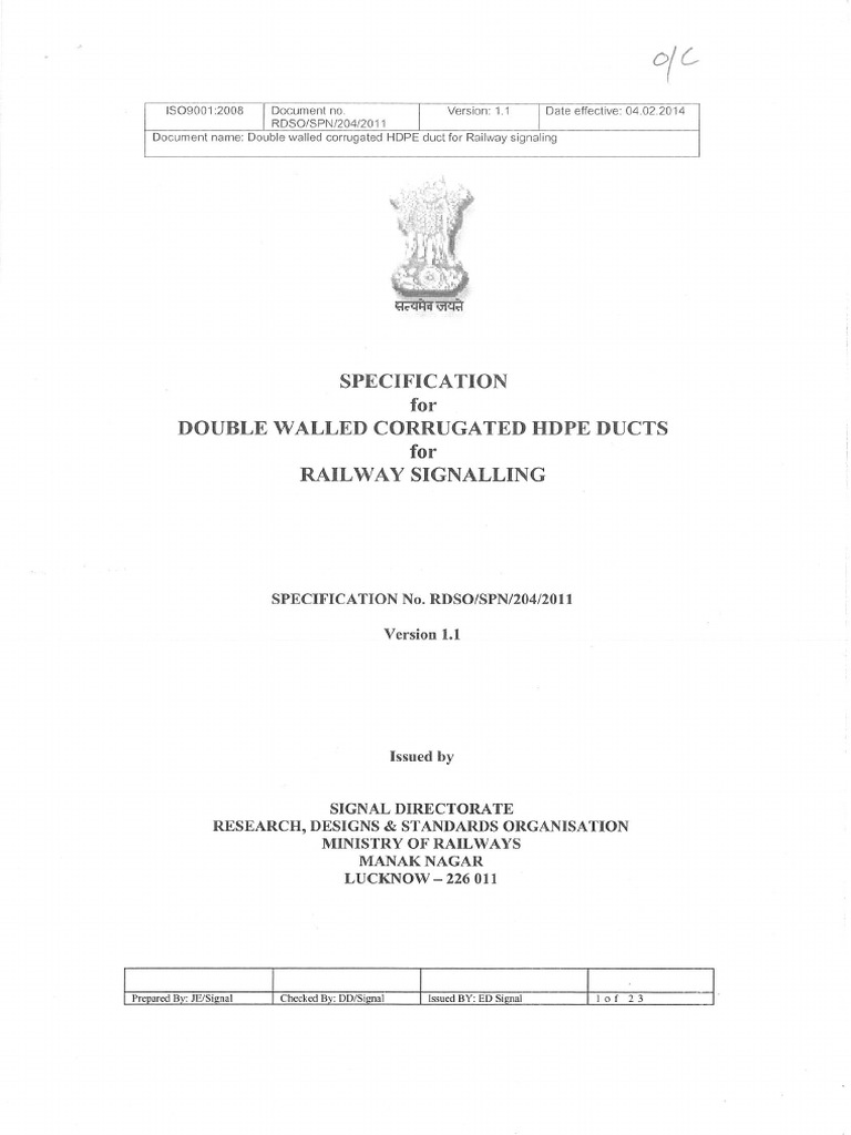 RDSO Specification 1.1 | PDF