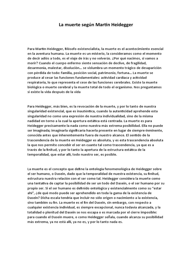 La Muerte en la Filosofía de Heidegger | PDF | Ciencias sociales
