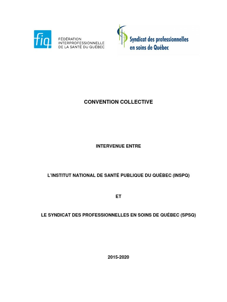 Convention FIQ Version Finale INSPQ | PDF