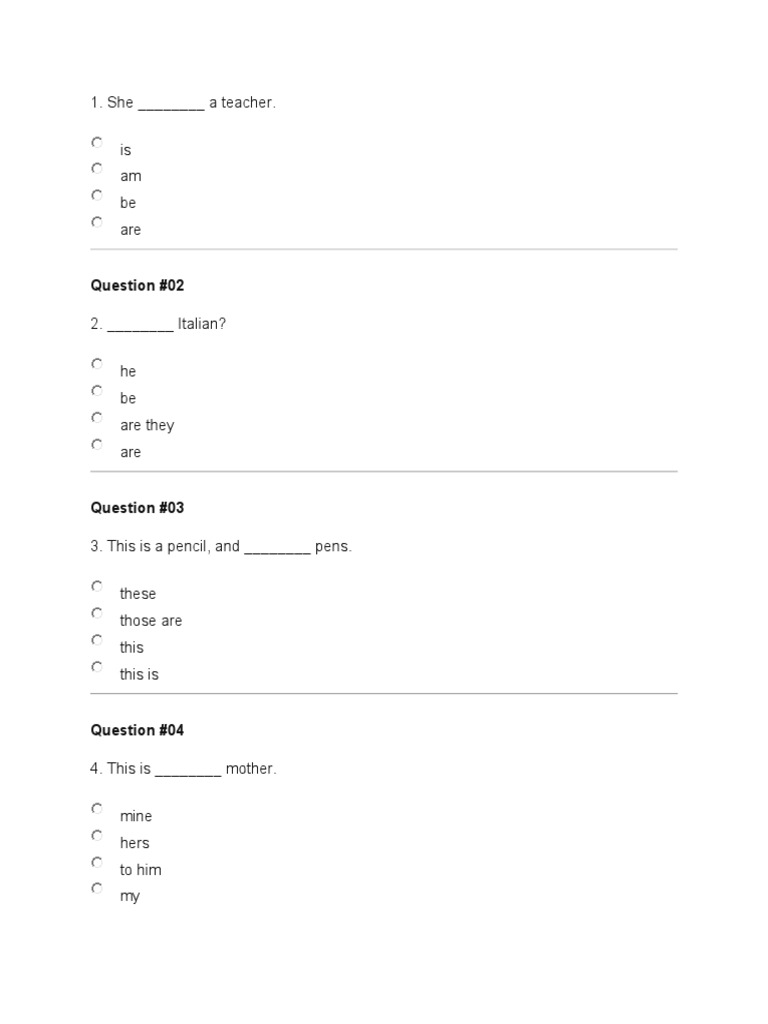 50 Questions (Grammar) Type 2 | PDF