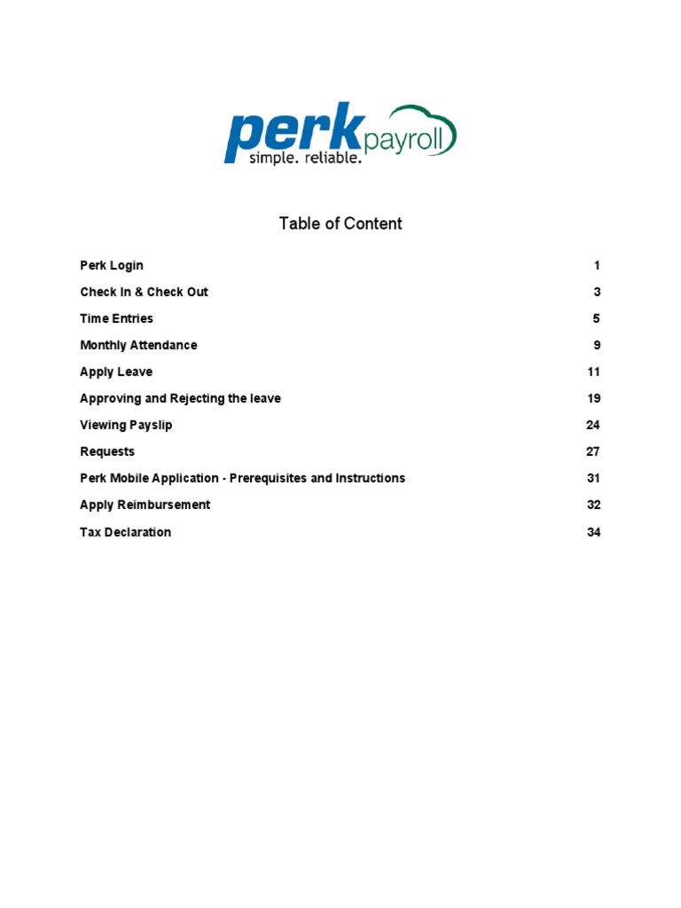 Perk Payroll Employee Self Service | PDF
