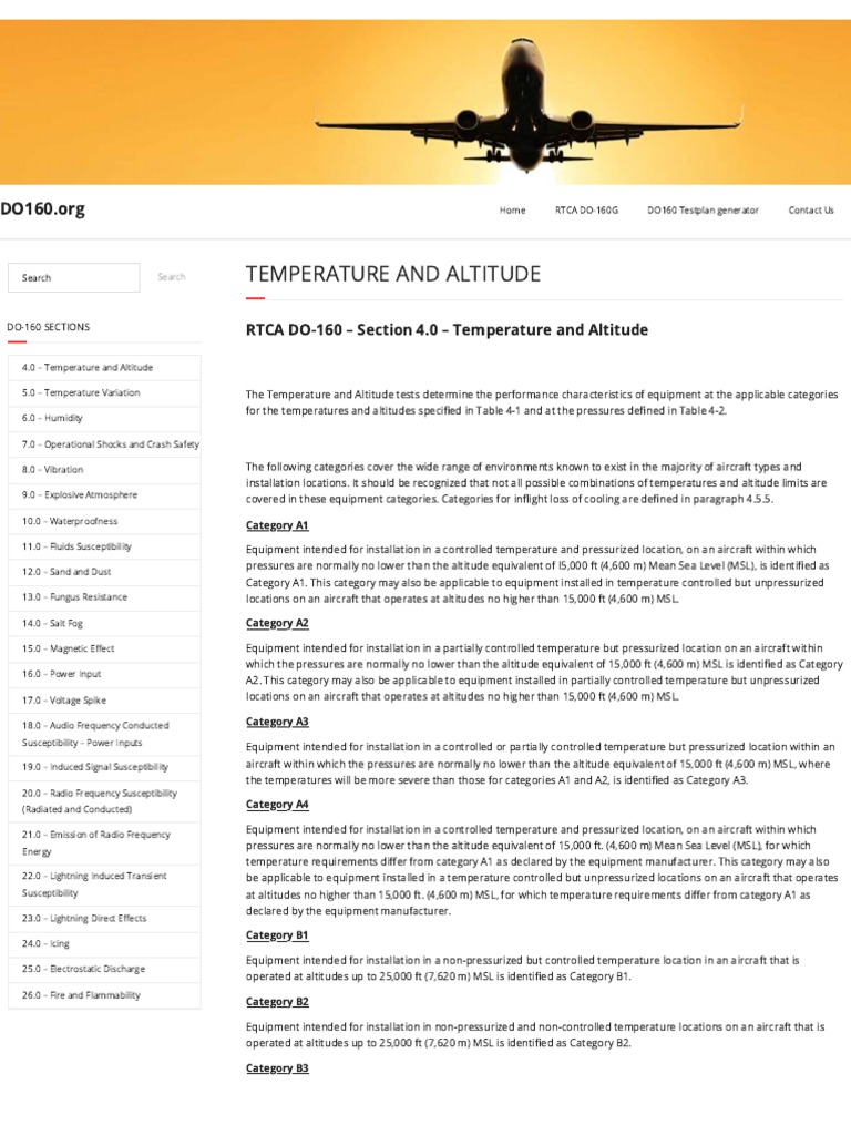 Section 4.0 - Temperature and Altitude - DO-160 | PDF