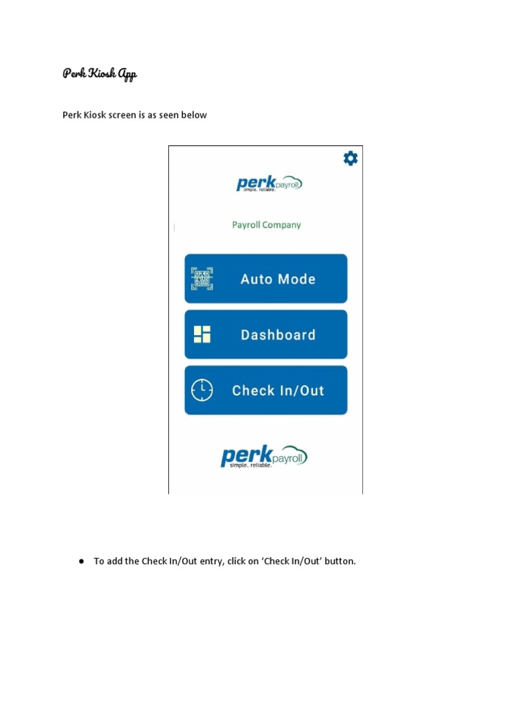Perk Kiosk App: Check In/Out Guide | PDF