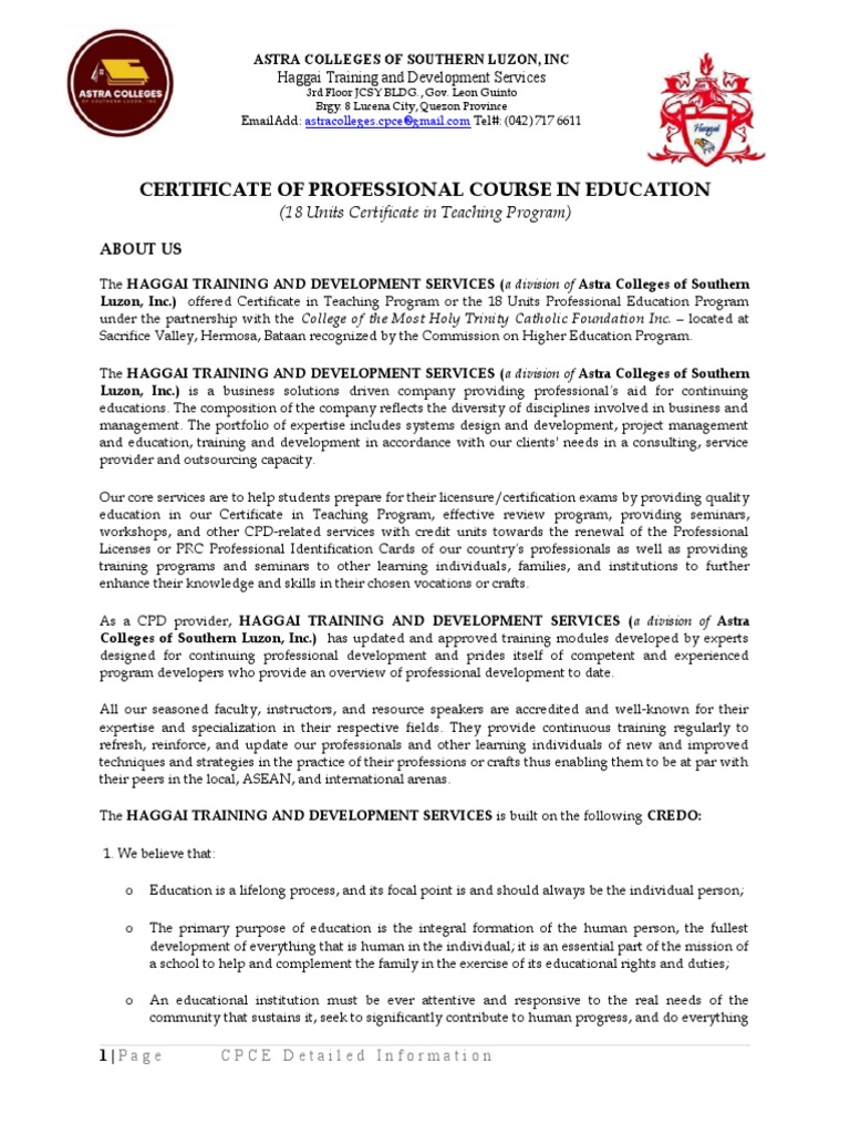 CPCE Detailed Information | PDF