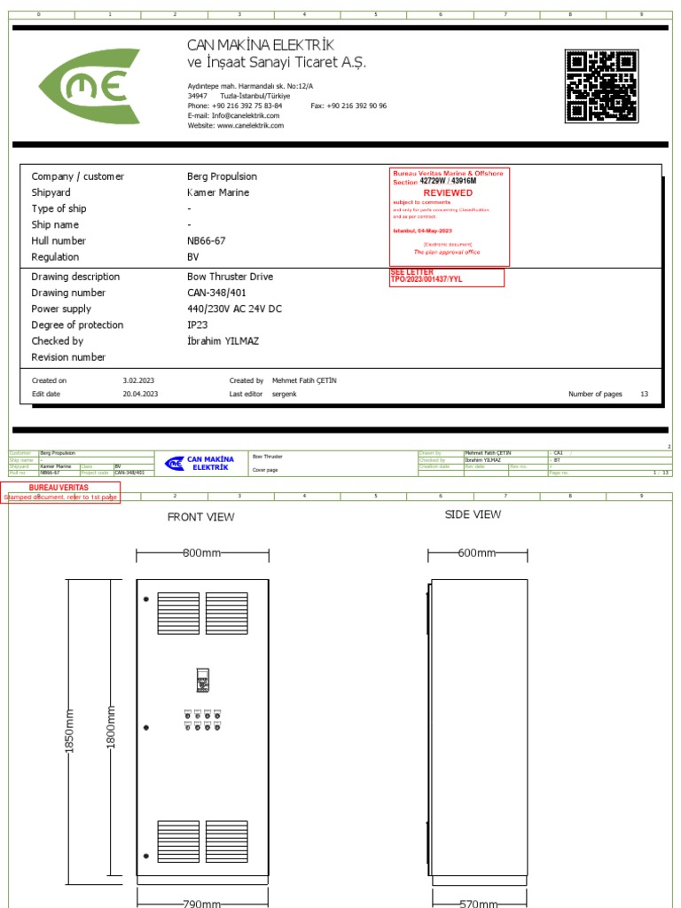 CAN-348-401 Bow Thruster Motor drive-BV | PDF