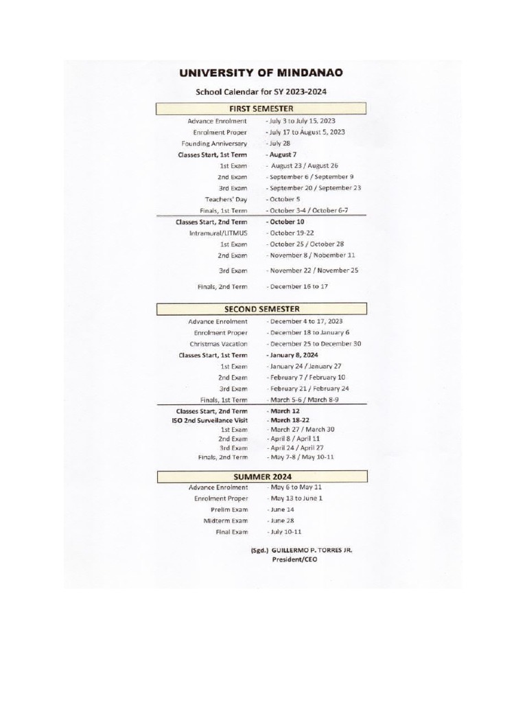 UM School Calendar 2023-2024 | PDF